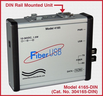 High Speed Rugged ST Fiber to USB Interface Converter, Model 4165-DIN