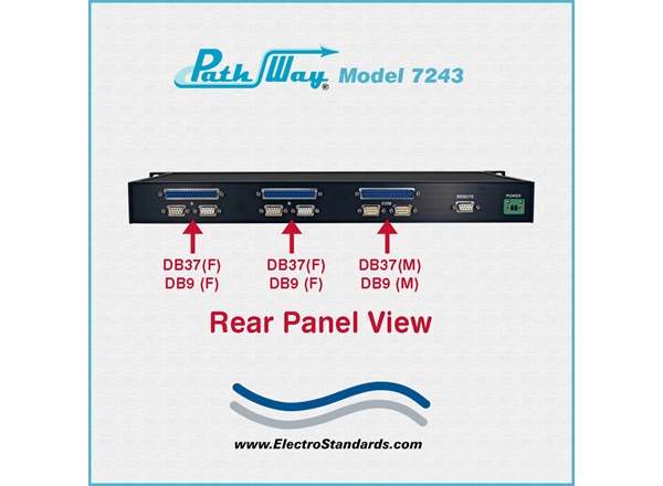 7243 3-Channel DB37/DB9 A/B Switch, Serial Remote Control Port