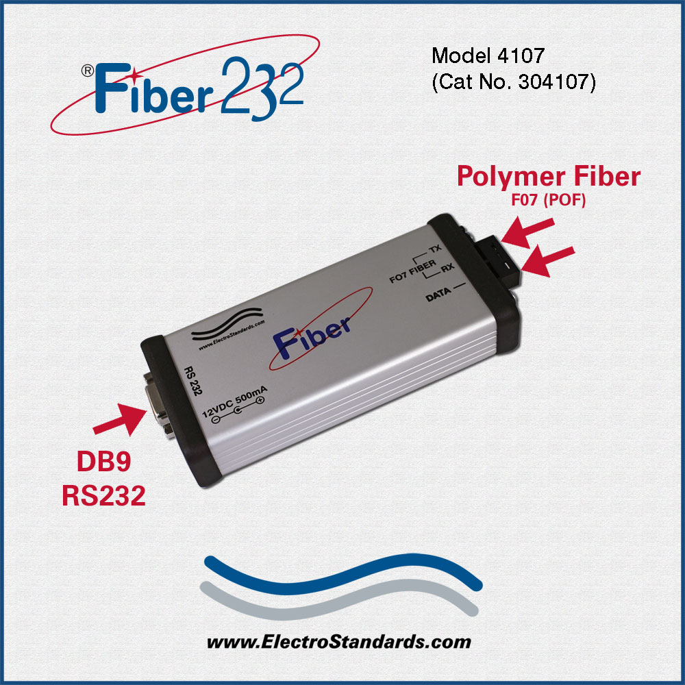 Model 4107 F07 (POF) Fiber to RS232 Interface Converter