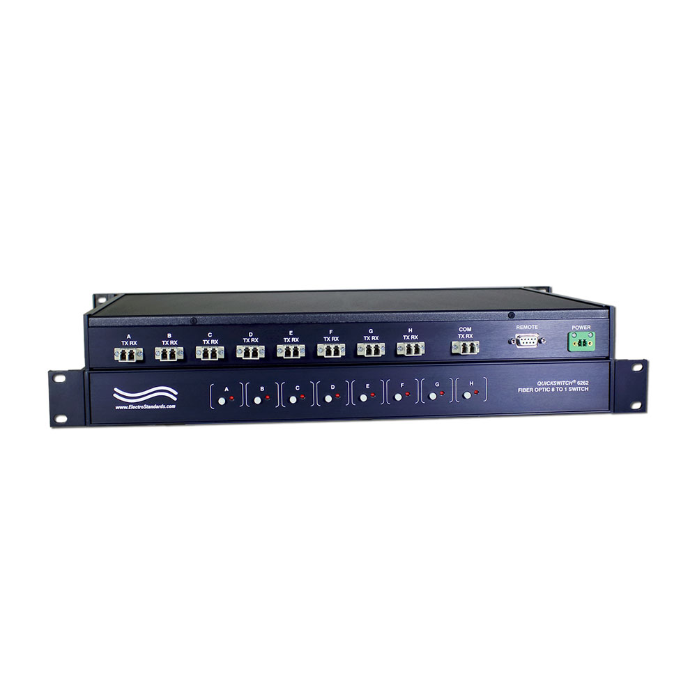 6262 All Fiber Optic LC Duplex 8-to-1 Switch with RS232 Remote