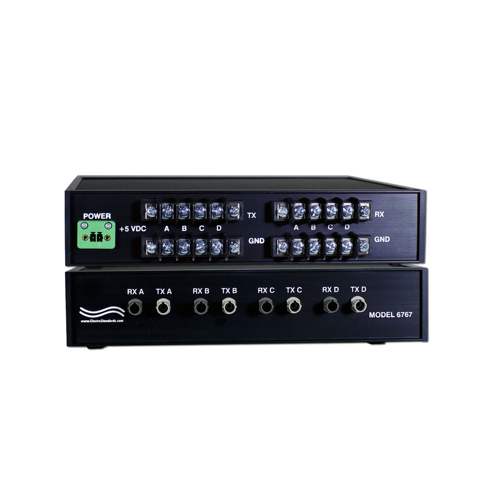 Model 6767 Four Channel TTL Logic-to-ST Fiber Interface Converter