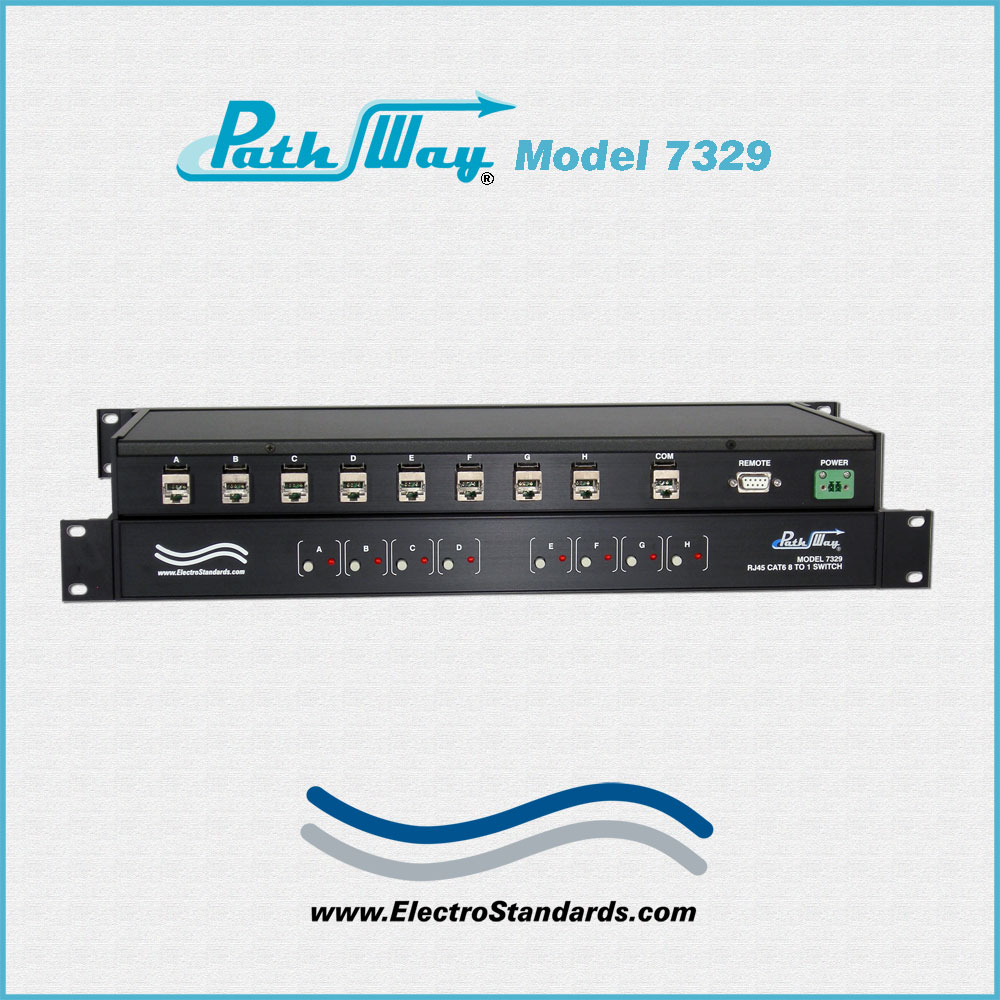 Model 7329 8-to-1 RJ45 CAT6 Switch with RS232 Serial Remote