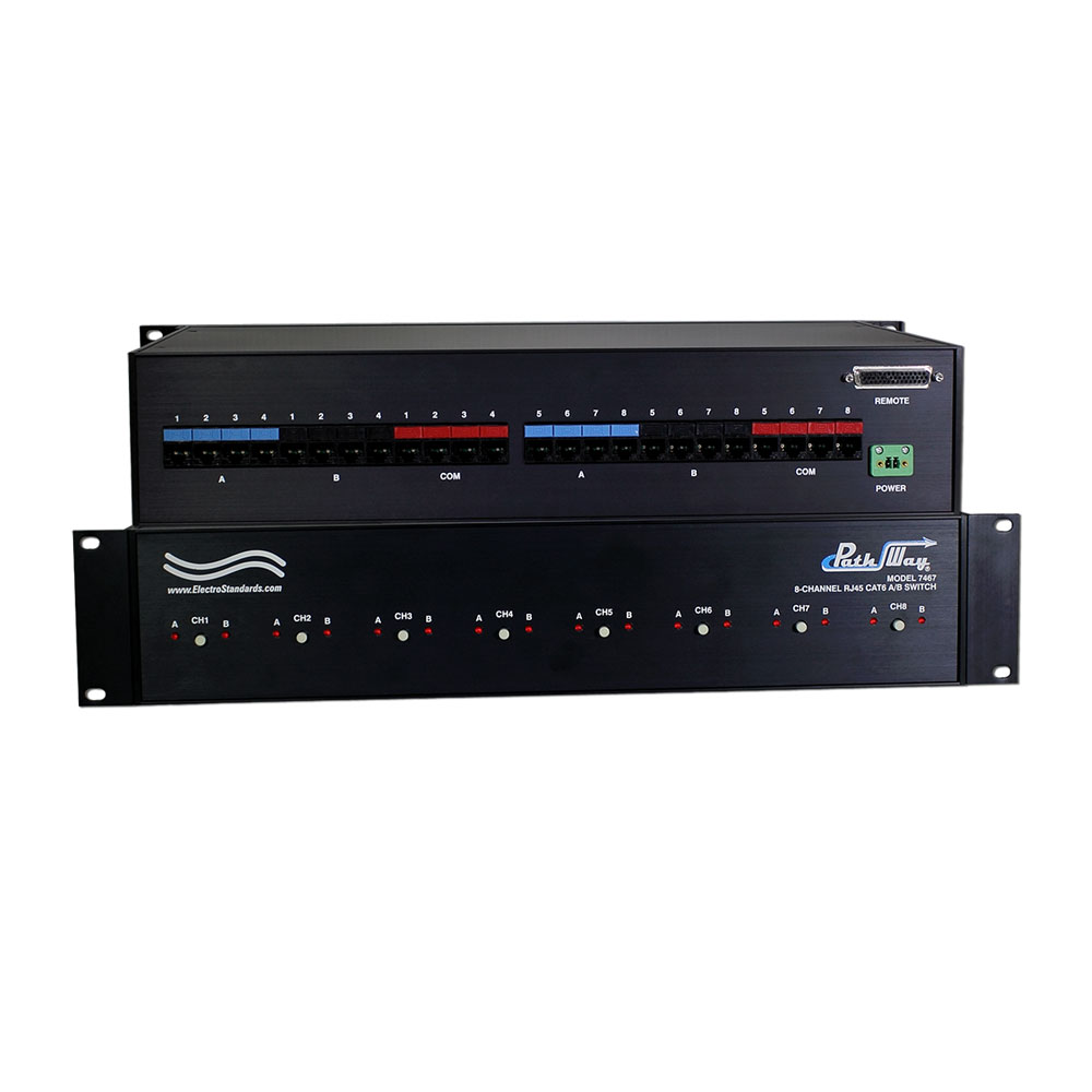 Model 7467 8-Channel RJ45 Cat6 A/B Switch with Contact Closure Remote ...