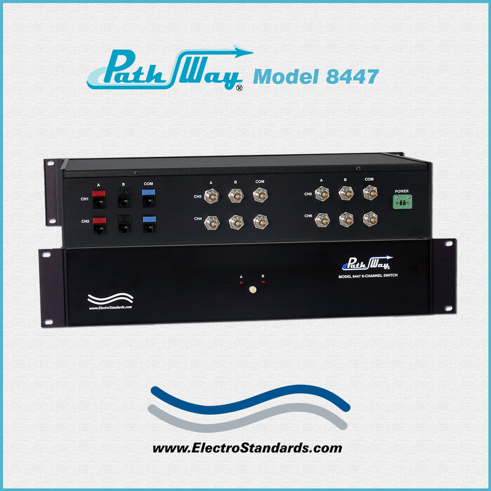 8447 6-Channel RJ45 Cat5e / MIL-STD-1553B Concentric Twinaxial A/B Switch