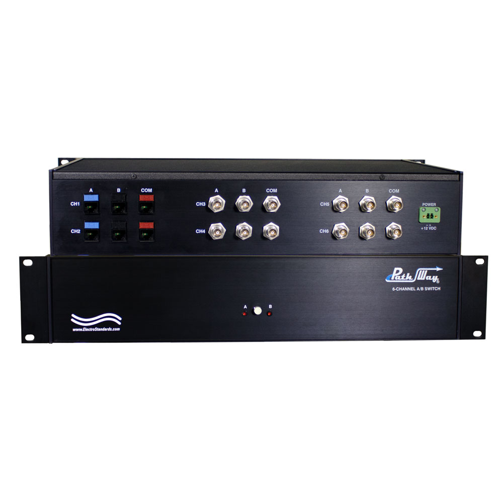 8447 6-Channel RJ45 Cat5e / MIL-STD-1553B Concentric Twinaxial A/B Switch